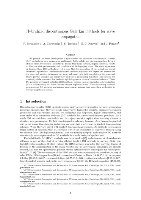 Pdf Hybridized Discontinuous Galerkin Methods For Wave Propagation