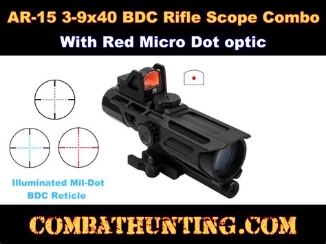 Ar 15 Scope Red Dot Combo 3 9x40 Mil Dot Bdc