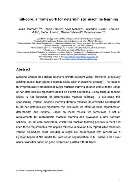 Pdf Mlf Core A Framework For Deterministic Machine Learning