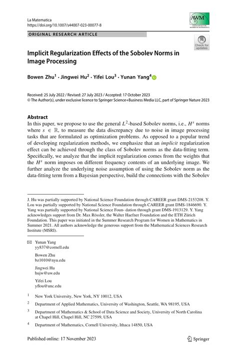 pdf implicit regularization effects of the sobolev norms in image