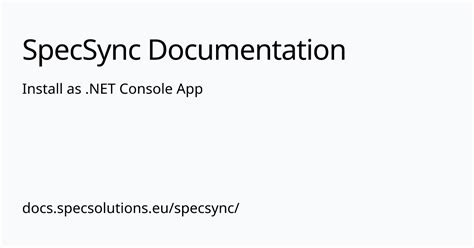 Install As Net Console App Specsync Documentation
