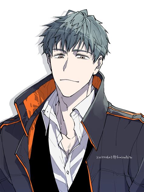 Safebooru 1boy Black Suit Blue Hair Blue Jacket Collarbone Collared