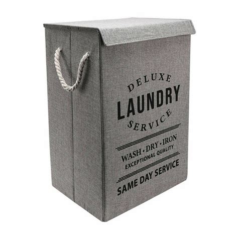 Badu Bg Големи кошници за пране Съхранение на дрехи за пране Сгъваема кошница с капак Сив Badu Bg