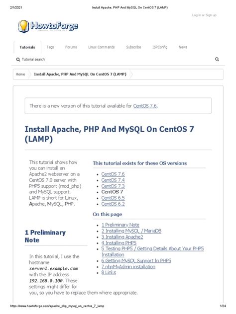 Install Apache Php And Mysql On Centos 7 Lamp Pdf Php Apache Server