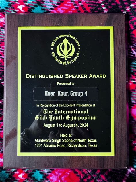 Heer Singh On Linkedin I Am Very Happy To Share That I Received A Distinguished Speaker Award At
