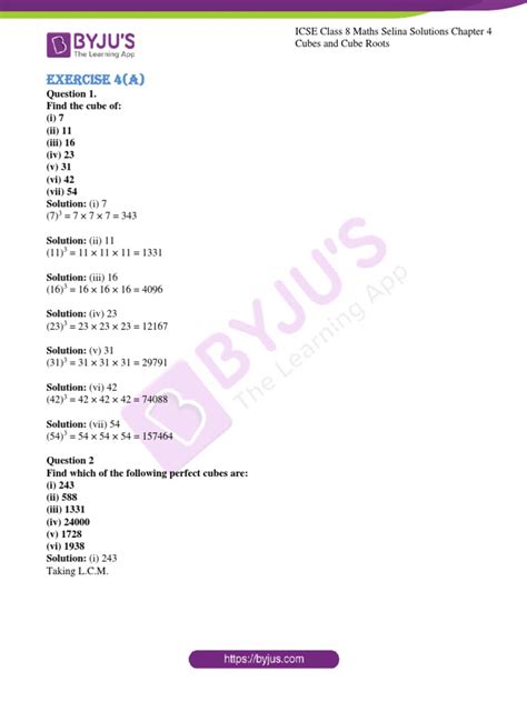 icse class 8 maths selina solutions chapter 4 cubes and cube roots pdf