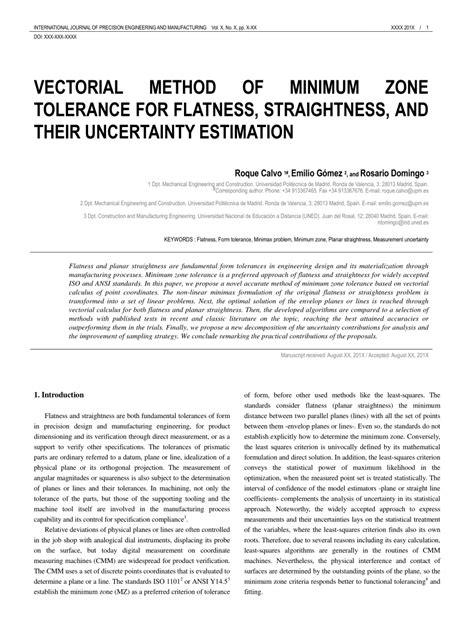 Pdf Vectorial Method Of Minimum Zone Tolerance For Flatness Straightness And Their