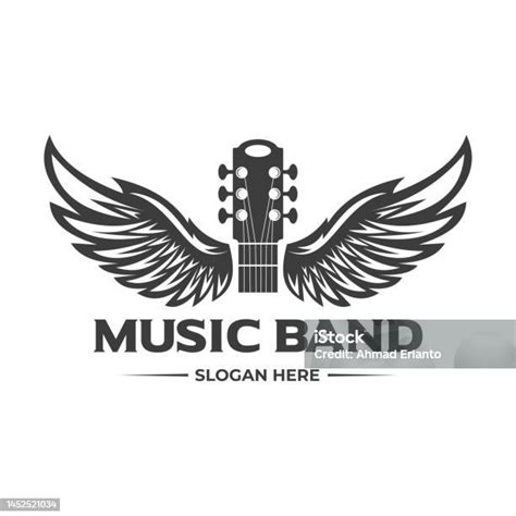 빈티지 복고풍 기타 날개 음악 로고 디자인 벡터 어쿠스틱 기타 로고 음악 가게 빈티지 그런 지 스타일 템플릿 디자인 요소 기타 현악기에 대한 스톡 벡터 아트 및 기타 이미지