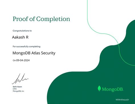 🥳thrilled To Share💯 That Successfully Completed Mongodb Atlas Security Certification