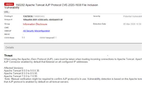 Detect Apache Tomcat Ajp File Inclusion Vulnerability Cve 2020 1938 Using Qualys Was Qualys