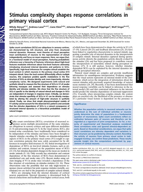 Pdf Stimulus Complexity Shapes Response Correlations In Primary Visual Cortex