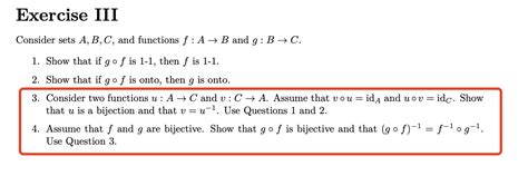 solved exercise iii consider sets a b c and functions f a→b
