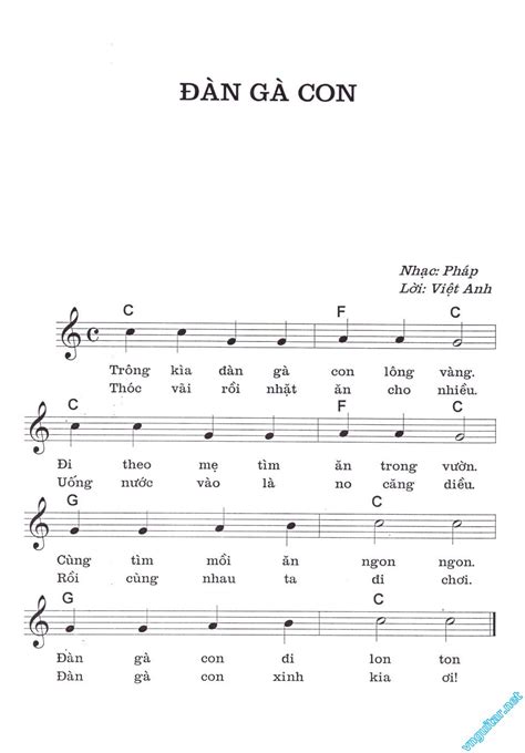 Hợp âm Nốt Và Lời Đàn Gà Con Việt Anh Sheet Nhạc Nốt Nhạc Hợp âm Vn Guitar