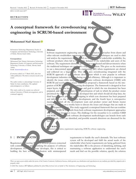 Pdf A Conceptual Framework For Crowdsourcing Requirements Engineering In Scrum‐based Environment