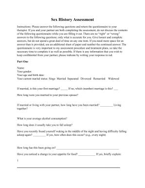 Sex History Assessment Fill Online Printable Fillable Blank PdfFiller