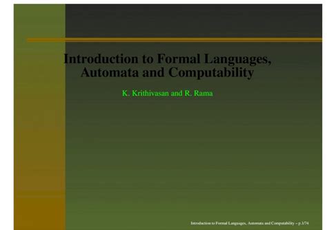 Pdf Introduction To Formal Languages Automata And Computability