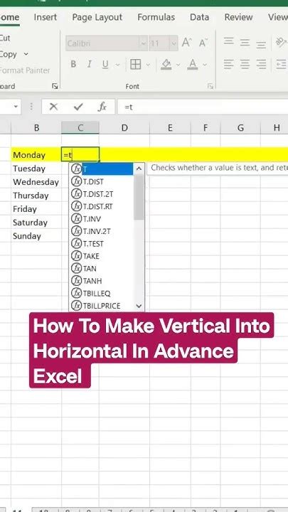 How To Make Vertical Into Horizontal In Advance Excel Shortvideo Short Exceltutorial