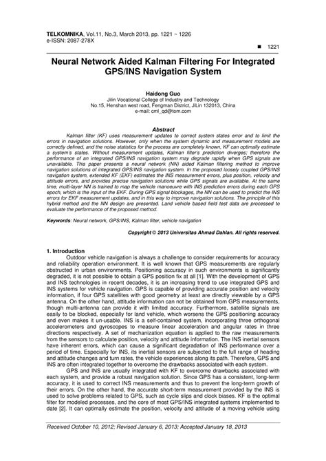Pdf Neural Network Aided Kalman Filtering For Integrated Gpsins
