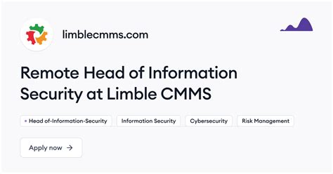 Limble Cmms Hiring Head Of Information Security • Remote Work From