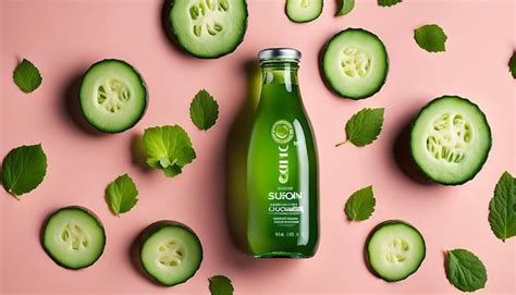 Topdown View Of A Cucumber Juice Surrounded Premium Ai Generated Image