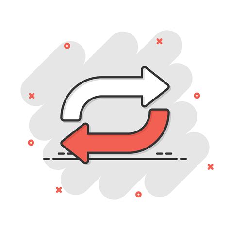 Arrow Rotation Icon In Comic Style Sync Action Cartoon Vector