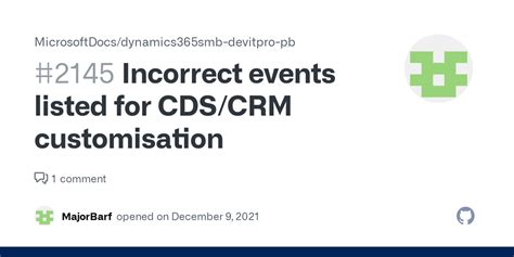 Incorrect Events Listed For CDS CRM Customisation Issue 2145