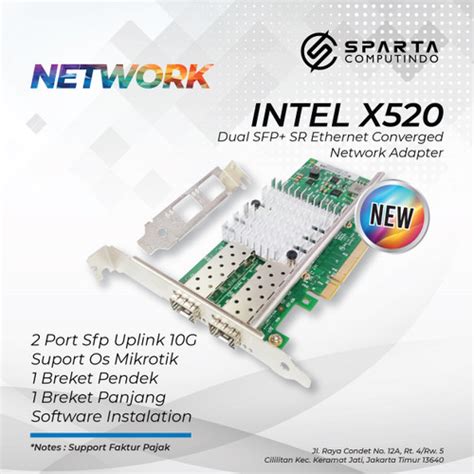 Jual Sfp Card Intel X Gbe Dual Sfp Sr Ethernet Converged Network Adapter New Fullset Box