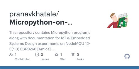 Github Pranavkhatalemicropython On Nodemcu Esp8266 Iot Embedded