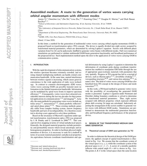 Pdf Assembled Medium A Route To The Generation Of Vortex Waves