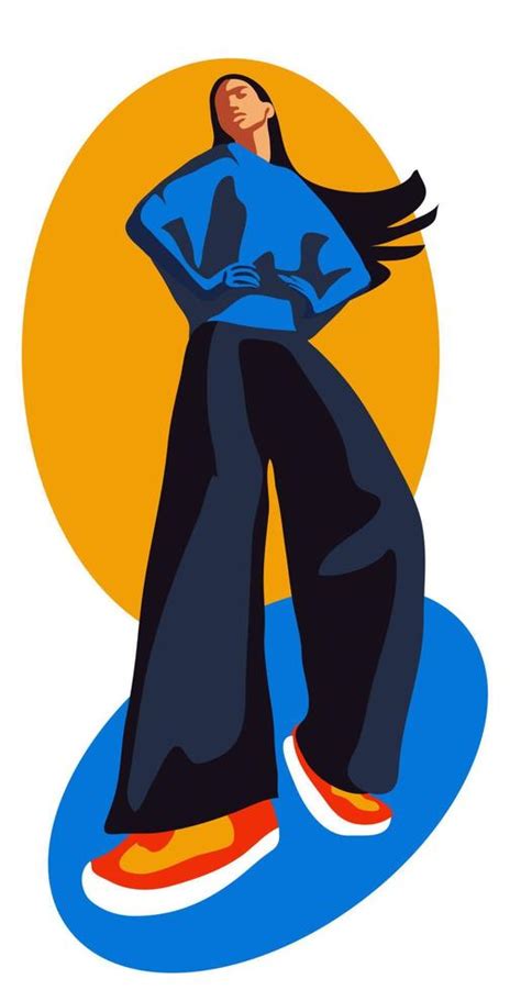 Modern Fashionable Girl In Sneakers Stylish Young Girl Dancing Vector Illustration With A