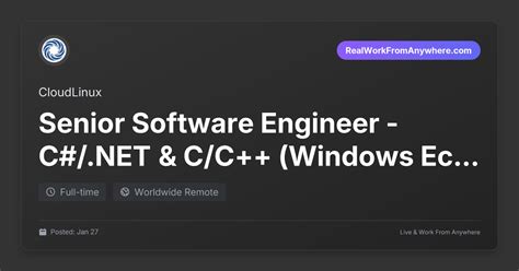 Senior Software Engineer Cnet And Cc Windows Ecosystem Fully
