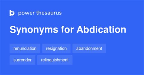 Abdication Synonyms 409 Similar Words And Phrases