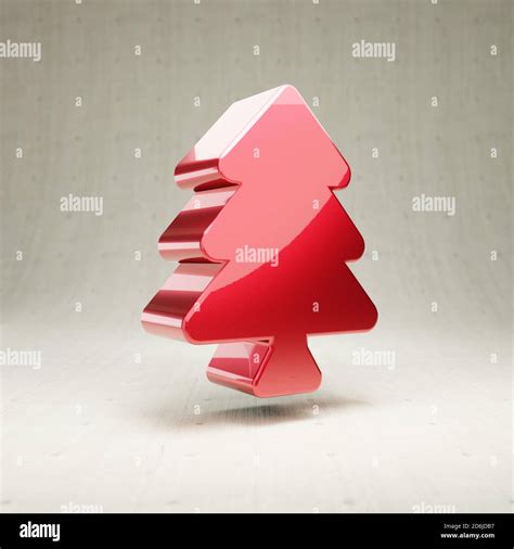 Christmas Tree Icon Gold Glossy Christmas Tree Symbol Isolated On White Concrete Background