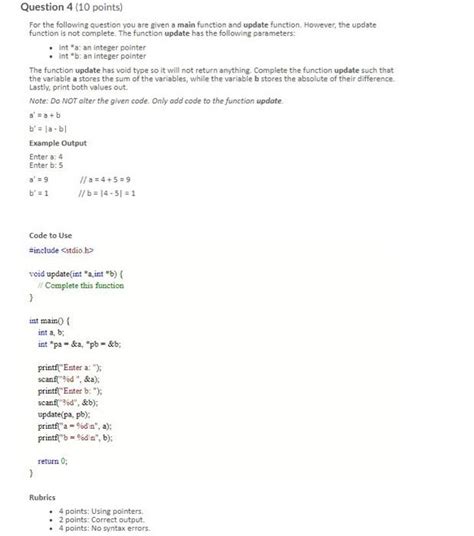 Solved Question 4 10 Points For The Following Question You