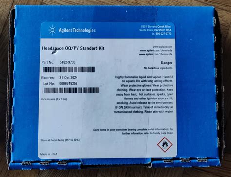 Agilent Headspace Oq Pv Standard Kit 5182 9733