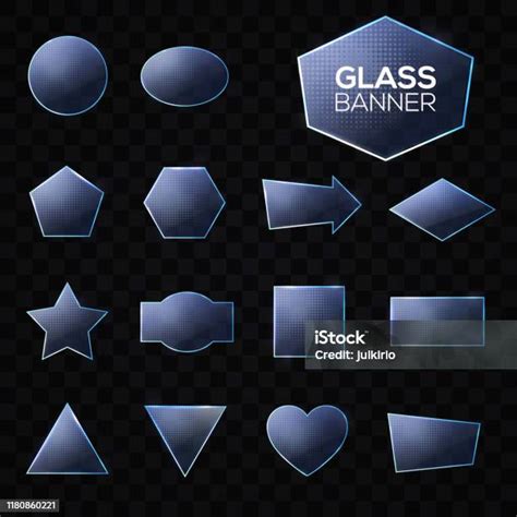파란색 유리 접시 세트 삼각형 사각형 사각형 육각형 오각형 별 심장 투명 한 배경에 빛과 빛과 원 질감 프레임 기술 셰이프
