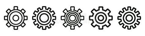 Set Of Gear Line Icons Cogs Gears Isolated Stock Vector Illustration Of Industry Design