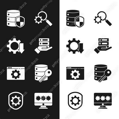 Set Server Data Web Hosting Cost Reduction With Shield Magnifying Glass And Gear Browser