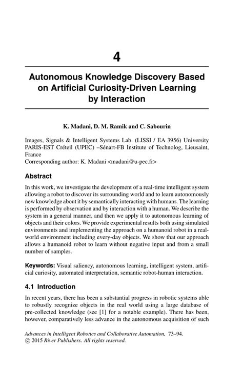 Pdf Autonomous Knowledge Discovery Based On Artificial Curiosity Driven Learning By Interaction