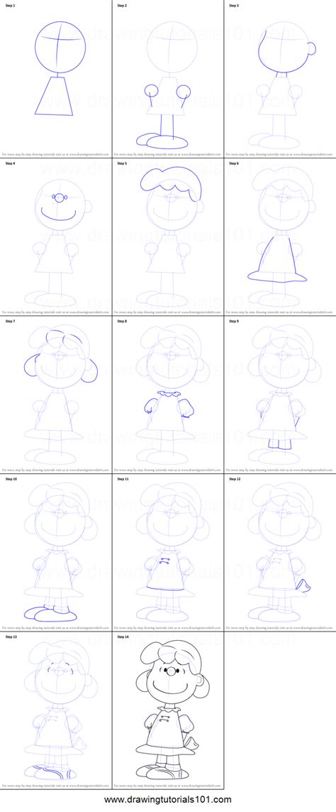 How To Draw Lucy From The Peanuts Movie Printable Step By Step Drawing Sheet