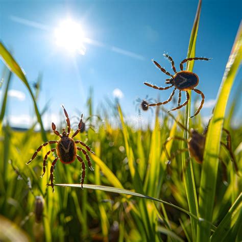 Group Of Ticks On Grass Stalks Stock Illustration Illustration Of