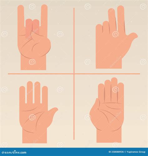 Hands Gesture Set Stock Vector Illustration Of Palm 258088936