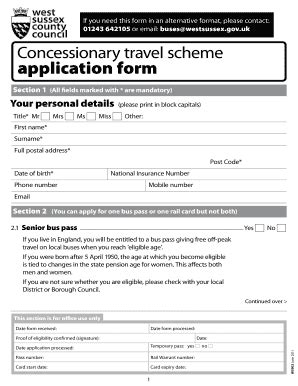 Bus Pass Application Form Fill And Sign Printable Template Online