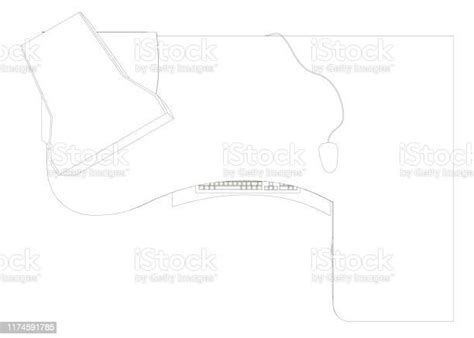 대형 모니터 키보드와 시스템 장치가 있는 컴퓨터 데스크의 윤곽입니다 위에서 볼 수 있습니다 벡터 그림입니다 3차원 형태에 대한 스톡 벡터 아트 및 기타 이미지 Istock