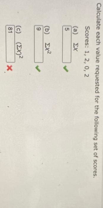 Solved Calculate Each Value Requested For The Following Set