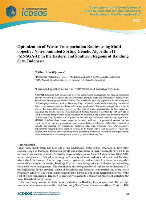 PDF Optimization Of Waste Transportation Routes Using Multi Objective