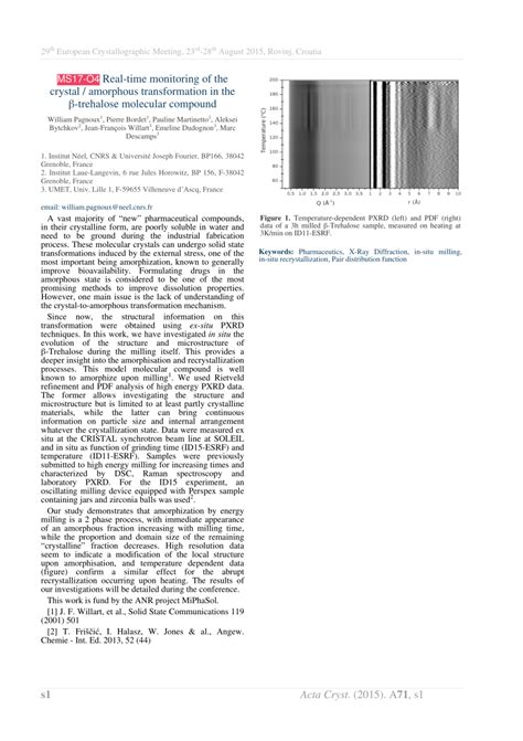 Pdf Real Time Monitoring Of The Crystal Amorphous Transformation In The β Trehalose
