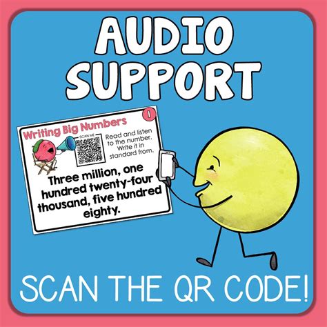 Writing Big Numbers Task Cards Audio Support For Print Qr Codes And
