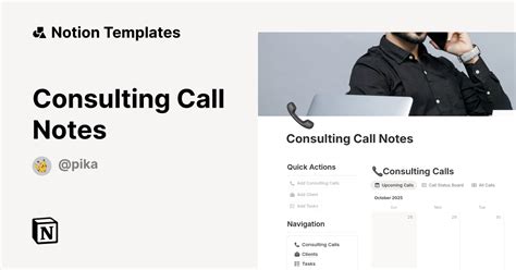 Consulting Call Notes Template By Pika Notion Marketplace