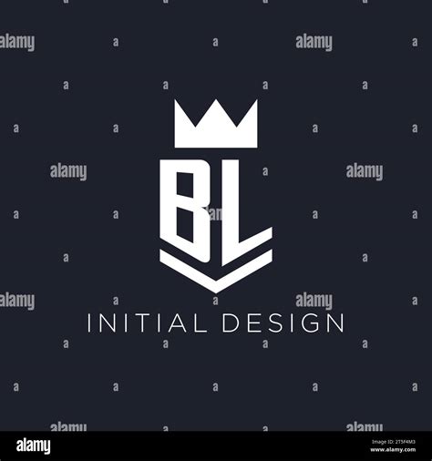 Bl Logo With Shield And Crown Initial Monogram Logo Design Ideas Stock